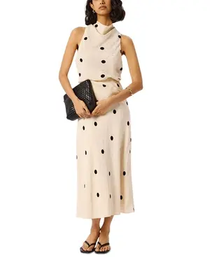Whistles Jacquard Satin Polka Dot Top