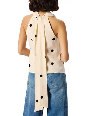 Whistles Jacquard Satin Polka Dot Top
