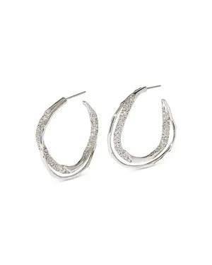 Alexis Bittar Crystal Twist Hoop Earrings - Silver