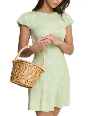 NOBODY'S CHILD Maggie Mini Dress In Floral Print - Green