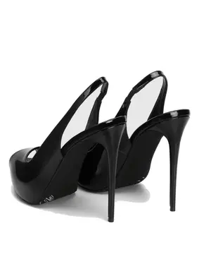 NAKED WOLFE River Peep-toe Slingback Heels In Patent Leather - Black
