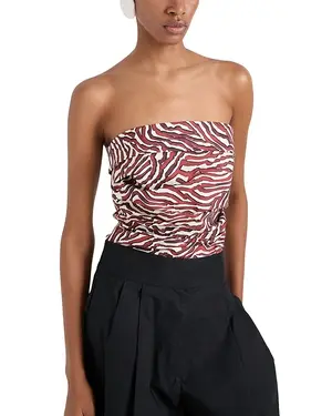 Proenza Schouler White Label Strapless Printed Top - Rust/cream