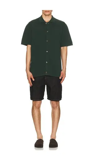 RHYTHM Textured Knit Shirt In Dark Green