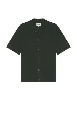 RHYTHM Textured Knit Shirt In Dark Green