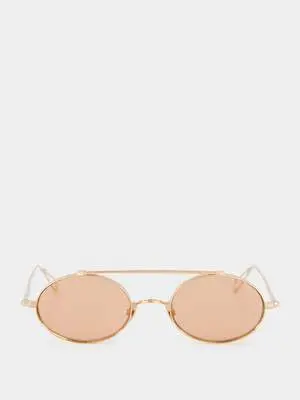 AHLEM Peony Gold Turbigo Oval Sunglasses - Orange