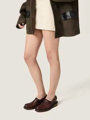 Miu Miu Coffee Calf Leather Mules With Adjustable Strap - Brown