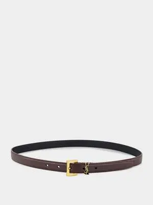 Saint Laurent Saint Laurent Cassandre Thin Leather Belt Burgundy