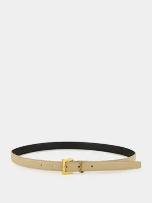Saint Laurent Cassandre Thin Leather Belt