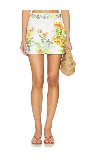 Hemant & Nandita Floral Print Mini Skirt With Buckle Belt