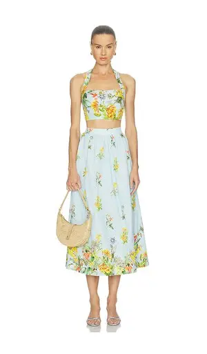 Hemant & Nandita Cropped Floral Halter Top - Blue