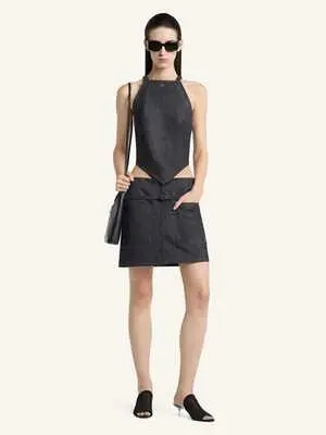 COURREGES Brut Pointy Denim Tank Top - Grey