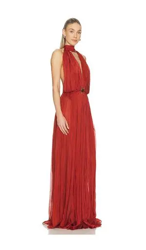 DEME BY GABRIELLA The Melania Pleated Halterneck Gown