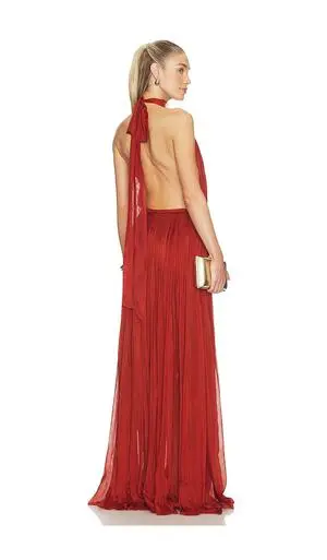 DEME BY GABRIELLA The Melania Pleated Halterneck Gown
