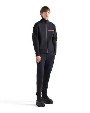 Prada Technical Fabric Zip-up Jacket With Logo Badge