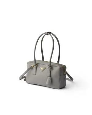 Prada Small Saffiano Leather Top-handle Bag - Cloudy Gray