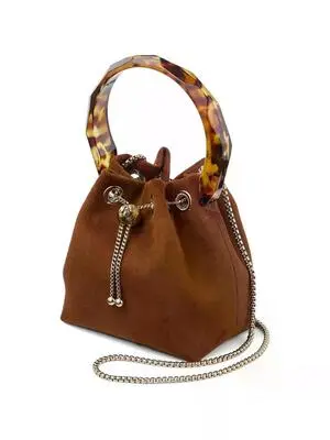 JIMMY CHOO Bon Bon Suede Bucket Bag With Tortoiseshell Handle - Brown