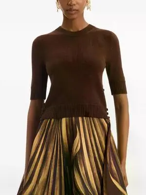 Oscar De La Renta Button-detail Mock Neck Pullover