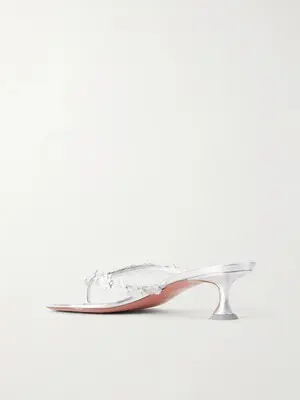 Amina Muaddi Janis 45 Crystal-embellished Leather Thong Sandals - Silver