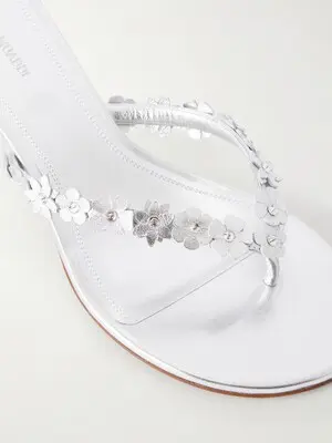 Amina Muaddi Janis 45 Crystal-embellished Leather Thong Sandals - Silver