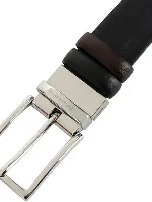 PIQUADRO Reversible Grained-texture Leather Belt