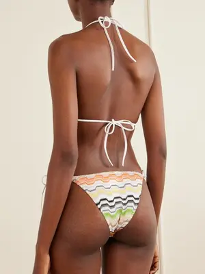 Missoni Striped Metallic Crochet-knit Triangle Bikini - Multi