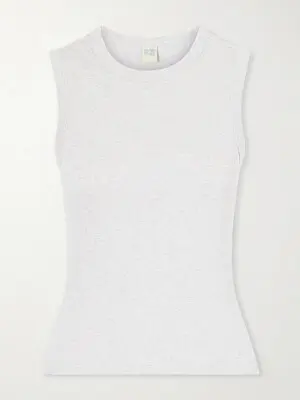 FLORE FLORE Esme Ribbed Organic Cotton-jersey Tank - Gray