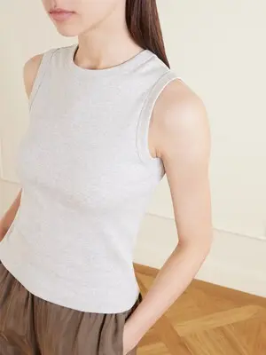 FLORE FLORE Esme Ribbed Organic Cotton-jersey Tank - Gray