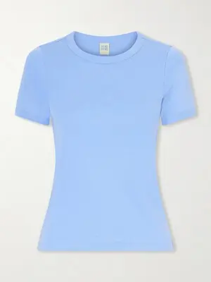 FLORE FLORE Car Ribbed Organic Cotton-jersey T-shirt - Blue