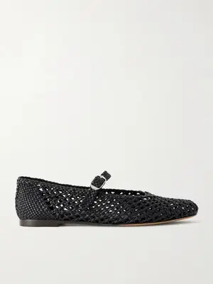 Le Monde Beryl Knotted Leather Mary Jane Ballet Flats - Black