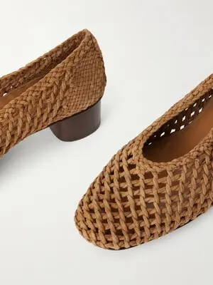 Le Monde Beryl Woven Suede Pumps With Block Heel