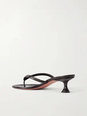 Amina Muaddi Juliette 45 Croc-effect Leather Thong Sandals - Brown