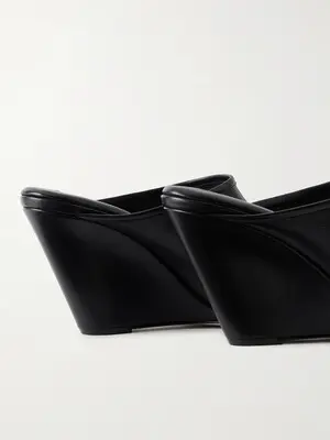 CHRISTEN 75 Stretch Leather Wedge Mules