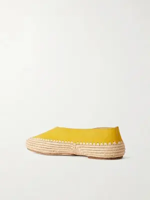 Gabriela Hearst Strength Suede And Raffia Ballet Flats