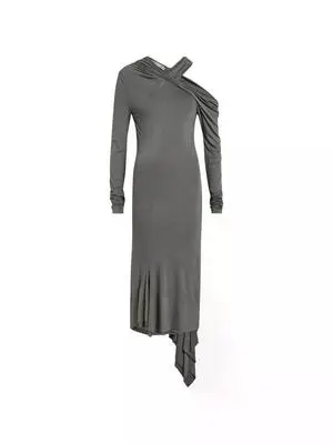 AARON ESH Jersey Draped Asymmetric Neck Long Sleeve Dress