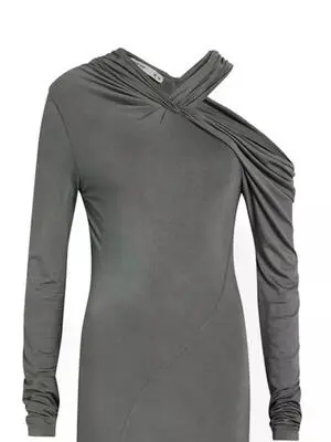AARON ESH Jersey Draped Asymmetric Neck Long Sleeve Dress