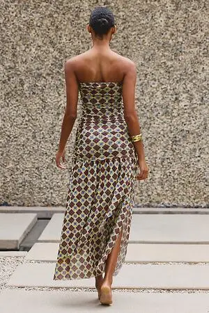 CELANDINE Printed Mesh Midi Dress