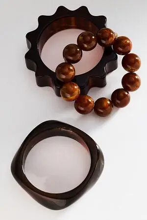 Anthropologie Set Of 3 Resin Bangles - Tortoise