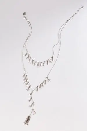 Anthropologie Fringe Double-layer Lariat Necklace - Silver