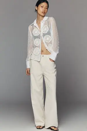 MANDINGA Sheer Crochet Appliqué Cardigan
