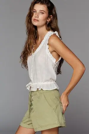 PILCRO Slouchy Lace-up Shorts