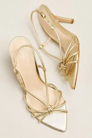 Maeve Strappy Knotted Pointed-toe Heels - Gold