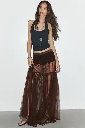 Shona Joy Halo Sheer Maxi Skirt