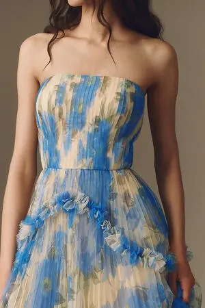 HUTCH Strapless Floral Print Maxi Dress - Blue Spanish Floral