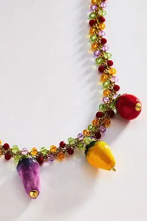 CASHFANA Tutti Pomodoro Necklace With Ceramic Charms And Zirconia