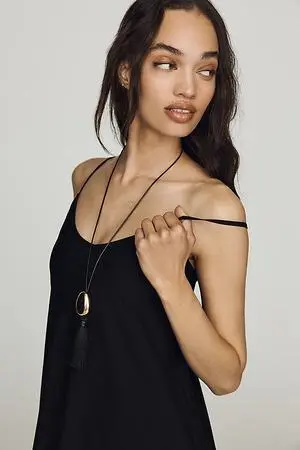 Maeve Cotton Bubble Hem Midi Dress - Black