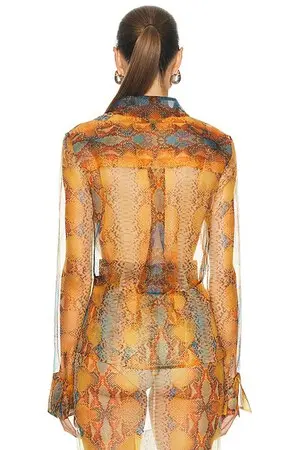LAQUAN SMITH Pleated Front Long Sleeve Blouse