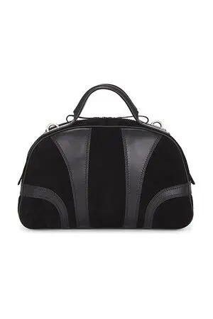 Dries Van Noten Dustin Large Bag In Suede With Leather Trim - Black