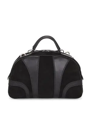 Dries Van Noten Dustin Large Bag In Suede With Leather Trim - Black