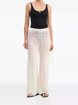 Loulou De Saison Ivory Seashell Knit Straight Leg Pants