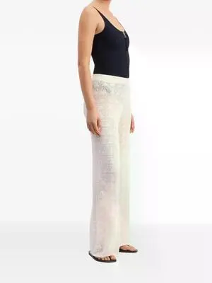 Loulou De Saison Ivory Seashell Knit Straight Leg Pants